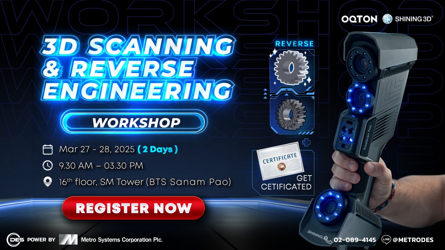 3D SCANNING AND REVERSE ENGINEERING WORKSHOP - 3D Scan สแกนเนอร์ 3 มิติ เครื่องสแกน 3มิติ SHINING 3D