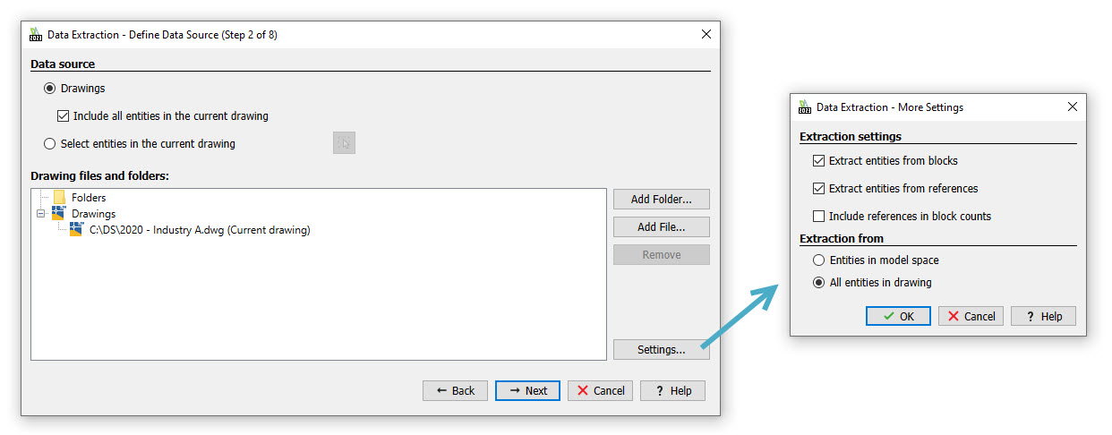 อัพเดตฟีเจอร์ Data Extraction Wizard - Draftsight