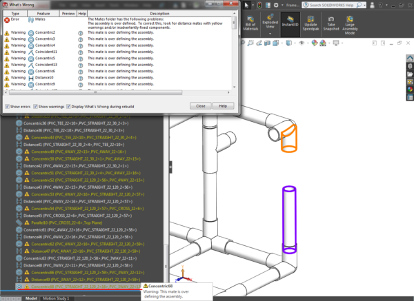 ปัญหา Warning This mate is over defining the assembly - SOLIDWORKS